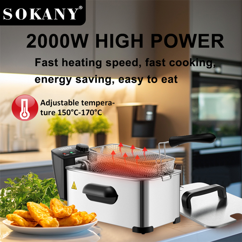 SOKANY SK-10075 Stainless Steel Electric Deep Fryer with Precise ...